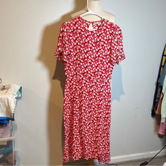 Reformation | Dresses | Reformation Red And White Floral Midi Dress ...